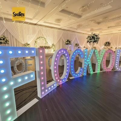 China 3ft 4ft 3D RGB Metal Marquee Numbers IP65 Waterproof Outdoor Wedding Event Advertising Display for sale