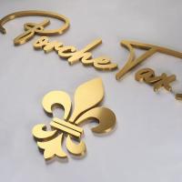 China Custom Welded 3D Gold Metal Letter Sign Stainless Steel Channel Letter 300mm Depth DC 12V LED for Business Logo Wall for sale