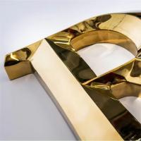 China Custom Polished Brass 3D Metal Letters Cursive Cutout Sign with Stand-off Mount for Indoor Wall Display for sale