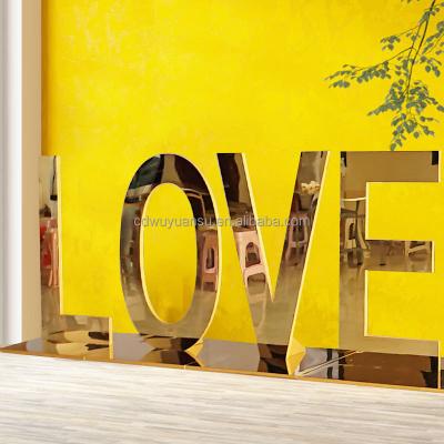 China Custom 3D Acrylic Gold Mirror Metal Marquee Letters Numbers 3ft for Home Office Shops Schools for sale