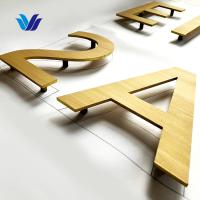 China HONGSEN Custom 3D Metal Gold Letters for Indoor Outdoor Advertising Signage 2kg LED for sale