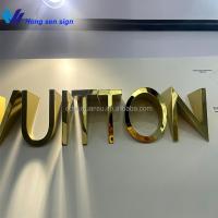 China Custom 3D Gold Mirror Solid Brass Metal Business Signs Wall Letter Store Personalized Signage 5mm Thick for sale