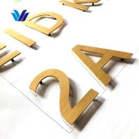 China Custom 3D Illuminated Gold Brass Letter Sign Outdoor LED 6000K 30000Hrs for sale