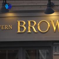 China HONGSEN Custom 3D Metal Gold Letters Outdoor Sign Board for Company Name Custom Size for sale
