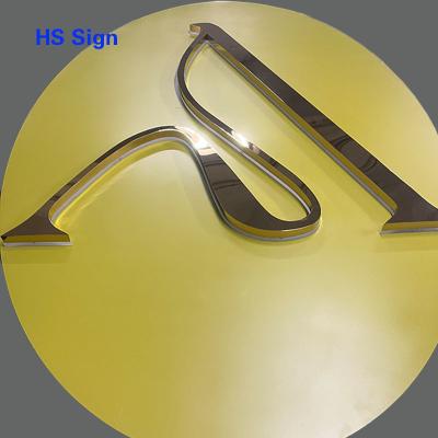 China Custom 3D Illuminated LED Sign Rose Gold Plated Backlight Lettering 304 Stainless Steel 12mm Acrylic for Salon Office for sale