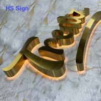 China Custom 3D Illuminated LED Sign Rose Gold Plated Backlight Lettering 304 Stainless Steel 12mm Acrylic for Salon Office for sale