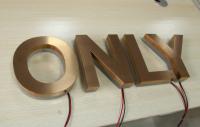 China 304 Stainless Steel Titanium Plated Brushed Gold Backlit Lettering 12mm Acrylic LED Sign for sale