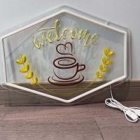 China IP65 Acrylic LED Neon Light Sign 110V Customizable Shop Decoration for Coffee Business Welcome for sale
