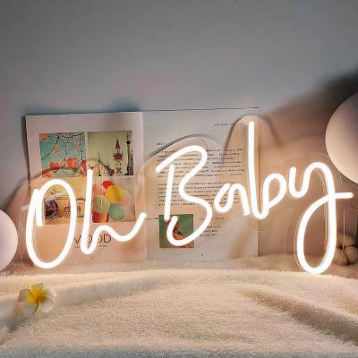China Custom LED Neon Sign Oh Baby 12V DC Waterproof Indoor Decorative Light for Bedroom Kids Room for sale