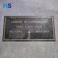 China Custom Memorial Plaque Grave 3D Relief UV Printed Brass Aluminum Metal Plaque Cemetery for sale