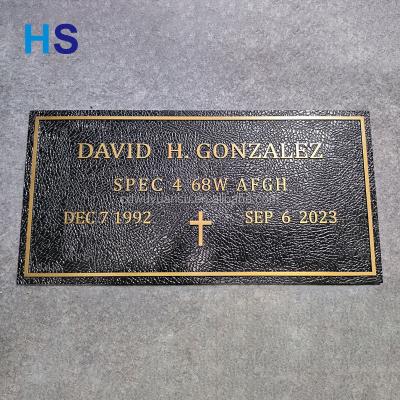 China Custom Memorial Plaque Grave 3D Relief UV Printed Brass Aluminum Metal Plaque Cemetery for sale