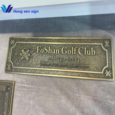 China Custom Engraved Brass Memorial Plaque 12V LED Grave Sign Vintage Bronze Metal Plaque for Outdoor Wall Decoration for sale
