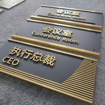 China Customizable Modern CNC Engraved Brass Solid Letter Plaque & Sign for Company Function Room Doorplate for sale
