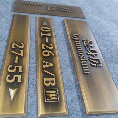 China Custom Brass Aluminum Metal Letter Plaque Sign for Gym Hotel House Number 3D Engraved for sale