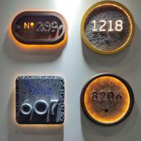 China Custom Brass Aluminum Engraved Metal Plaque UV Printed House Address Numbers for Home Hotel Wayfinding Signage for sale