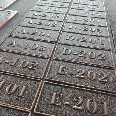 China Custom Brass Aluminum Hotel Room Number Signage Metal Door Nameplate 3D Engraved for sale