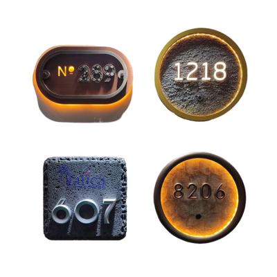China Custom Metal Signage Brass Aluminum Hotel Door Room Number Sign UV Printing Engraving Wayfinding All Sizes for sale