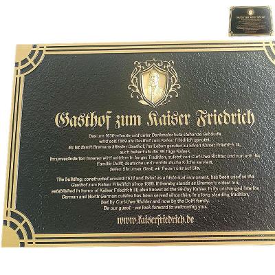 China Custom Aluminum Brass Metal Plaque with 3D Relief Painted Finish for Hotel Signage for sale