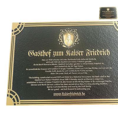 China Custom Brass Aluminum Metal Plaque 3D Engraving UV Printing Logo Advertising Relief Sign for sale