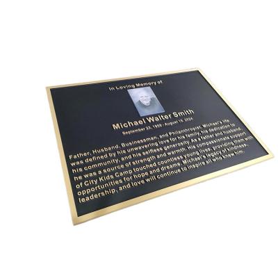 China Custom Brass Aluminum Memorial Plaque Sign Metal Crafts Plate Holders for Wall 3D Relief for sale