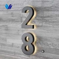 China HONG SEN Custom Metal LED House Number Light Plate 6000K Daylight Outdoor Sign for sale