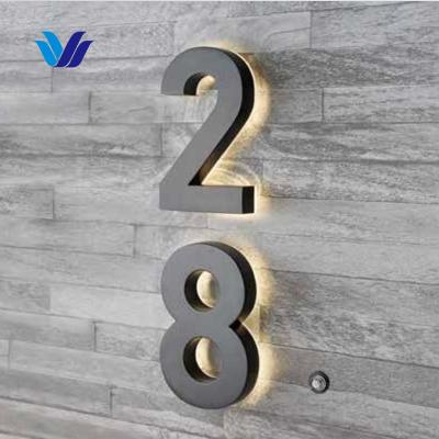 China HONG SEN Custom Metal LED House Number Light Plate 6000K Daylight Outdoor Sign for sale