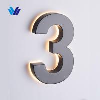 China Custom Metal 3D LED House Number Sign Outdoor Waterproof Stainless Steel 6000K 30000H for sale