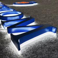 China Customized Outdoor 3D Backlit LED Letter Sign Stainless Steel 12V 30000H Business Logo for sale