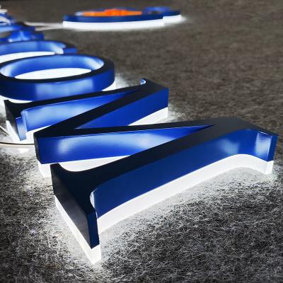 China Customized Outdoor 3D Backlit LED Letter Sign Stainless Steel 12V 30000H Business Logo for sale