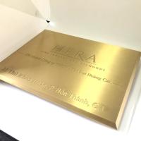 China Customizable  high-end solid brass signage and plaques featuring engraved brand logos and lettering for businesses and offices. for sale