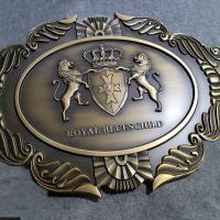 China Custom-made commercial signage logo letters for offices and brands  featuring raised carved lettering and logos  premium luxury design with a vintage brass or bronze finish plaque for sale