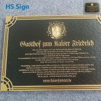 China Custom-made commercial signage logo letters for offices and brands  featuring raised carved lettering and logos  premium luxury design with a vintage brass or bronze finish plaque for sale