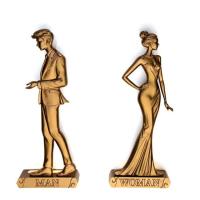 China Custom restroom signs for men and women, carved from 15mm solid aluminum plate using 3D relief craftsmanship. for sale