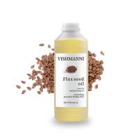 China Vishmanni Cold Pressed Unrefined Flax Seed Oil For Hair Care Yellow for sale