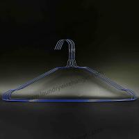 China 18inch Notched Shape Clothes Wire Hanger For Dry Cleaner-Blue for sale