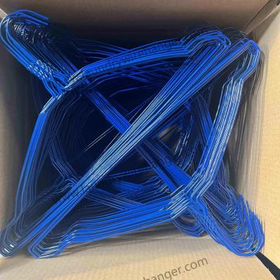 China 16inch Metal Dry Cleaner Hanger For Laundromat-Blue for sale