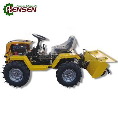 China Yellow 4WD Lawn Tractor Multi Purpose 12hp Diesel with Back Rotary for sale