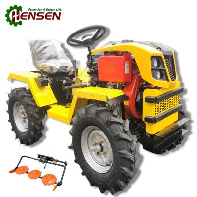 China 12HP 18HP 4WD Mini Tractor Diesel Small Lawn Tractor with 3 Disc Mower for sale