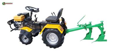 China 4x4 Mini Tractor 18hp Gasoline Engine with Rear 2 Tined Plow 30cm Depth for sale