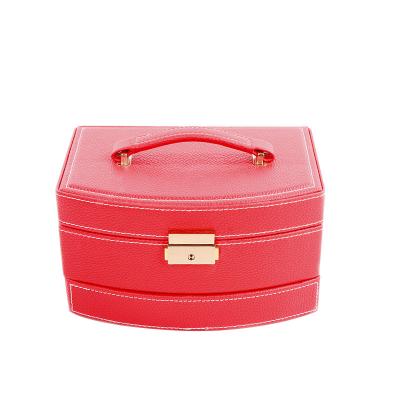 China Portable Two Layer Jewelry Box Organizer With Lock Multifunction Jewellery Storage Box for sale