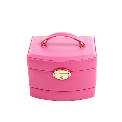 China Free sample Lockable Leather Jewelry Case Organizer Box PU leather jewelry storage box for sale