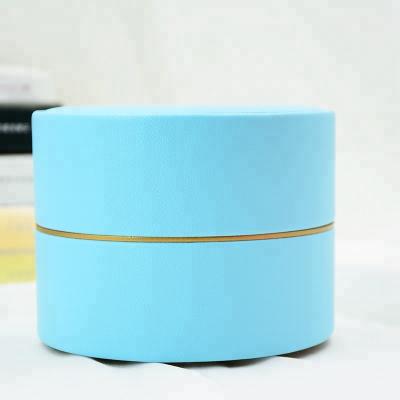 China Blue / Pink / Red Leather Jewelry Box With Custom Logo Empty Round Shape for sale