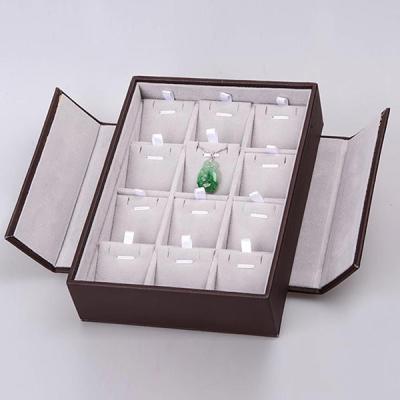 China Wide Slot Ring Display Box , Black Foldable Jewelry Display Case With Lids for sale