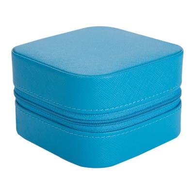 China Bule Color Portable Travel Jewelry Box Custom Logo With Many Comparments Inside for sale