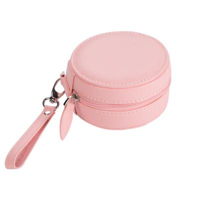 China Delicate Zippered Travel Mini Jewelry Organizer , Round Shape Travel Size Jewelry Box for sale