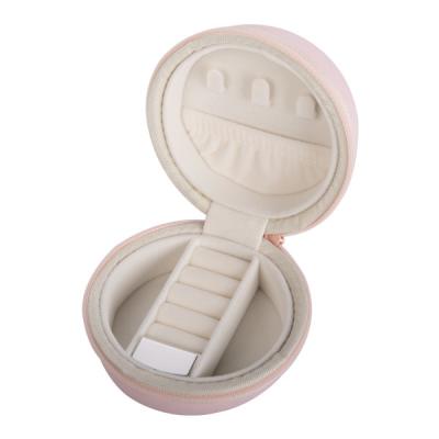 China Recyclable Round Portable Travel Jewelry Box For Christmas Gift Mini Size for sale