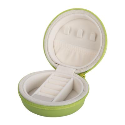 China Lightweight Round Travel Jewelry Case , Green / Purple Mini Travel Jewellery Box for sale