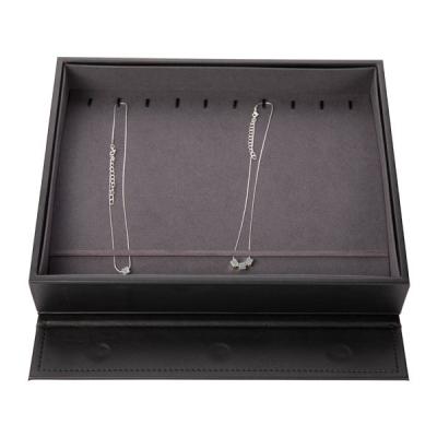China Pendants Leather Jewelry Tray , Custom Logo Necklace Display Box With Window for sale