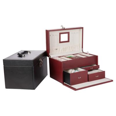 China Dust Proof Three Layer Ring Display Case , Fashion Luxury Leather Jewellery Box for sale
