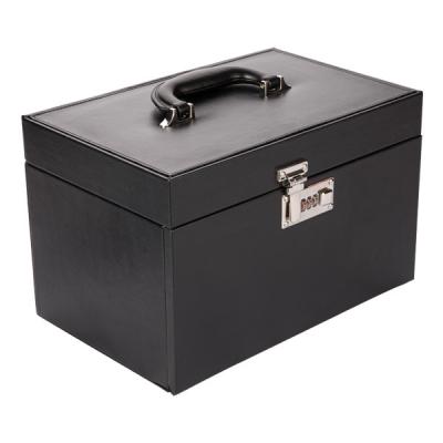 China Custom Faux Leather Luxury Jewelry Box Portable Packaging Case With Handle for sale